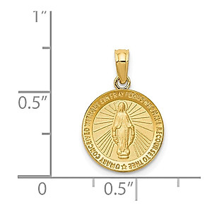 Diamond2Deal 14k Yellow Gold Miraculous Medal Pendant Fine Jewelry for Women (L- 19 mm W- 13 mm)