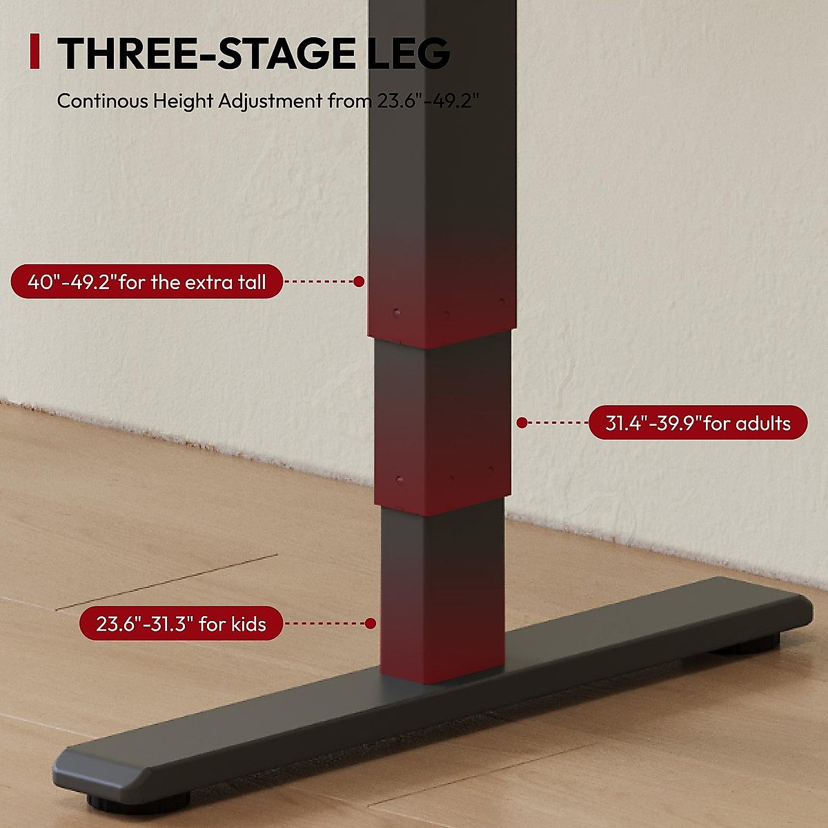 SANODESK 55" Electric Standing Desk, Dual Motor Height Adjustable Desk, Stable and Durable 3-Stage Stand up Desk for Home Office (Black Frame/55 x 28 Inch Mahogany top)