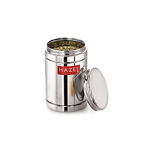 HAZEL Stainless Steel Airtight Container 1800 Ml Steel Storage Box For Kitchen Steel Container Jar For Kitchen Storage Ideal For Storing Rice, Cereal, Pulse, Snacks, Silver