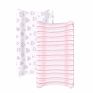 Baby Changing Pad Cover Cotton, Diaper Changing Pad Cover 2 Pack, Ultra Soft Pink Changing Pad Covers for Girls, 32''×16'' Changing Table Sheets, Super Breathable & Stretchy