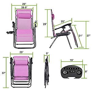 Zero Gravity Chairs Recliner Lounge Outdoor Patio Lawn Chairs with Cup Holder Trays (Purple)