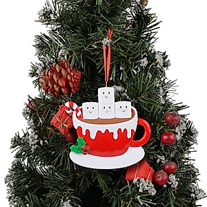 2024 Christmas Tree Ornaments - Personalized Marshmallow Family of 4 Ornament - Cocoa Family Ornament - Holiday Keepsake Gift - Hot Chocolate Mug Xmas Name Ornament - Free Customization