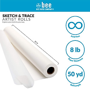 Bee Paper White Sketch and Trace Roll, 24-Inch by 50-Yards