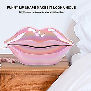 Lip Landline Phone, Electroplating Funny Lip Shape Telephone, Home Desktop Corded Fixed Telephone for Home Office Phones…