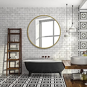 URnicehome Round Mirror 36 Inch Gold Circle Wall Mirror Metal Framed Mirror for Bedroom Bathroom Living Room Entryways Washrooms and More