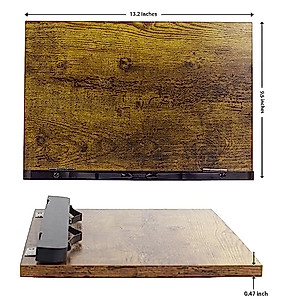 Bamboo Book Stand, Cookbook Holder Desk Reading with 5 Adjustable Height, Foldable and Portable Kitchen Wooden Cooking Bookstands for Textbook, Recipe, Magazine, Laptop, Tablet iPad (Rustic Brown)