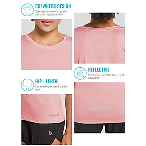 BALEAF Women's Short Sleeve Running Workout Shirts Athletic Tops Lightweight Quick Dry Training Yoga Crewneck Pink L