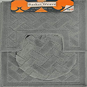 Home Dynamix Basketweave Orchard Bath Mat Set, 3 Piece, Olive