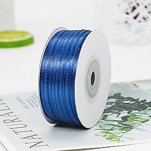 Capesaro Blue Ribbon - 1/8 inch x 100 Yards Double Face Solid Color Thin Satin Ribbon for Gift Wrapping Flowers Bouquet Baby Hair Accessories Wedding Birthday