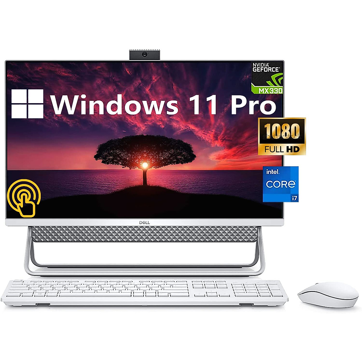 Dell Inspiron 24 5000 Series All-in-One Business Desktop, 23.8" FHD Touchscreen, Intel Core i7-1165G7, Windows 11 pro, 16GB RAM 256GB SSD+1TB HDD, HDMI, WiFi 6, GeForce MX330 2GB, Silver