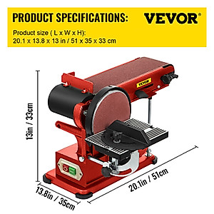 Happybuy Belt Disc Sander 4x36inch and 6inch Disc, Benchtop Disc Sander 375W,Disc Combo Sander with Built-In Dust Collection,Bench Sander for Woodworking