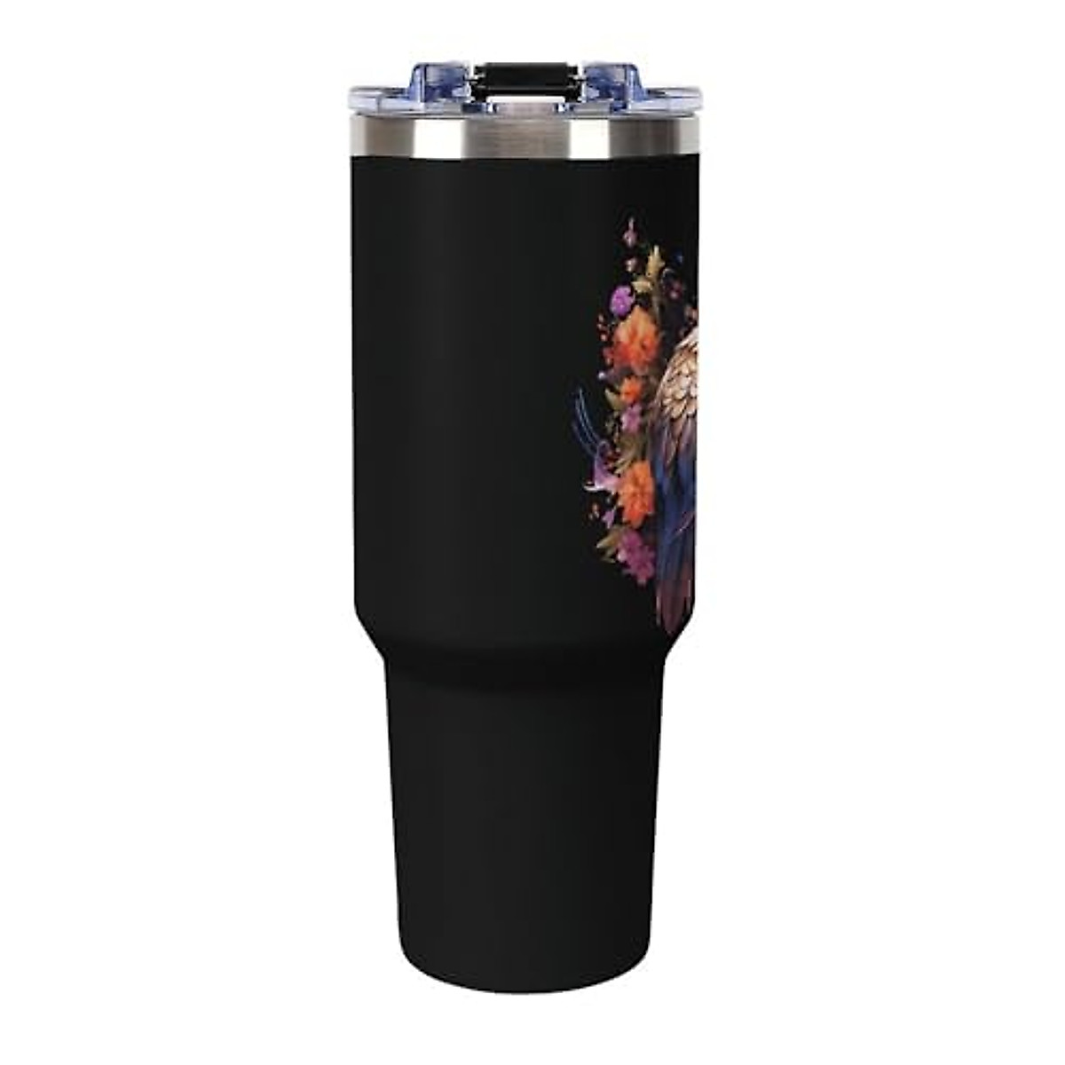 Pheasant Flower 40 Oz Car Cup Stainless Steel Travel Mug Leak-Proof Insulated Tumbler with Handle Deep Blue-style
