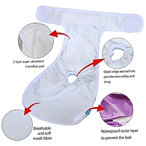 Teamoy Washable Female Dog Diapers (Pack of 4), Reuable Doggie Diapers Wraps for Female Dogs, M