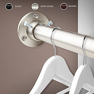 Rod Desyne C-1943-DP100-285 1" Adjustable Closet Rod with Socket Set, 28-48", Satin Nickel