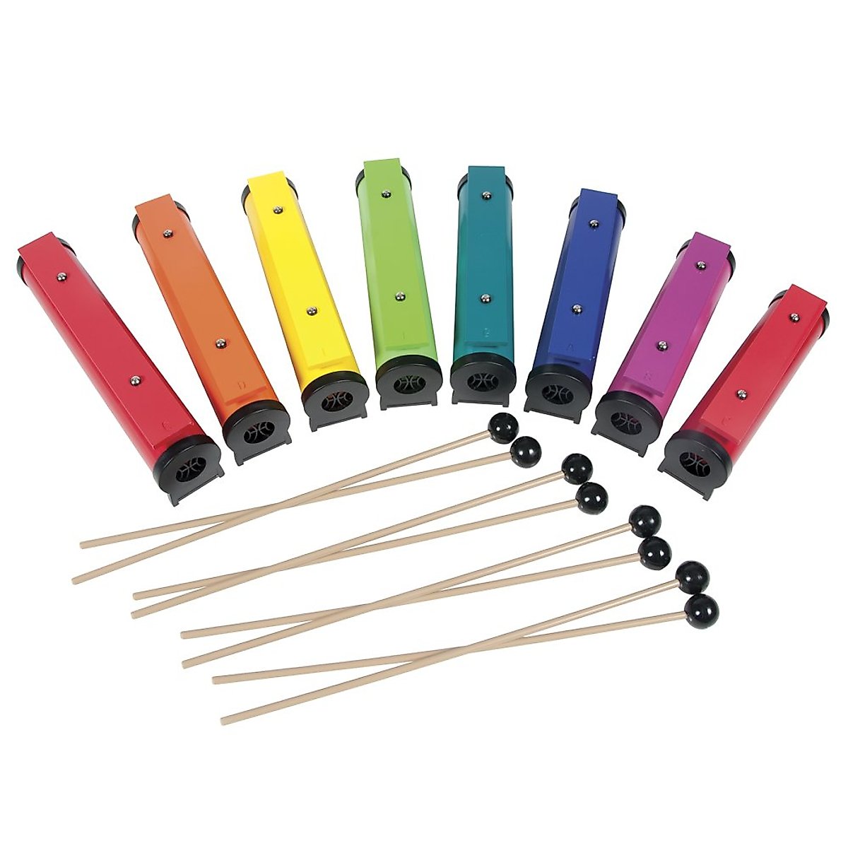 Basic Beat BBRCB8 Diatonic Resonator Chime Bars - Tube-Shaped with Zippered Case, Color-Matched with Boomwhackers & Joia Tubes for Easy Classroom Integration