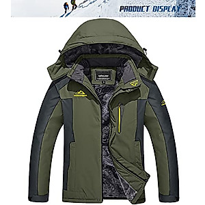 TACVASEN Mountain Jackets for Men Outdoor Waterproof Windproof Rain Jackets Coats, Green, 2XL