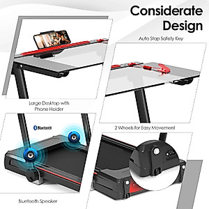 GYMAX Treadmill with Desk, 3 in 1 Under Desk Treadmill Walking Pad with Removable Desktop, LED Monitor, 12 Preset Programs, Built-in Speaker & Remote, Foldable Treadmill for Office Home Gym (Black)