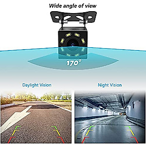 Vehicle Backup Camera, Rear View Reserve Camera with 8 LEDs Night Vision,170° View Angle, Waterproof for Car, Trucks, SU, RV, Pickup, Vans