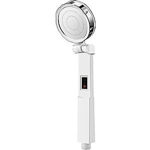 LED Digital Temperature Display High-Pressure Handheld Showerhead Water Temperature Control Water-Saving Filtration for Dry Hair and Skin Hassle-Free Installation (White)