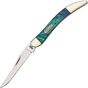 Case Cutlery 910096AQ Aquarius Corelon Toothpick Pocket Knife with Stainless Steel Blade, Blue and Green Mixed Corelon