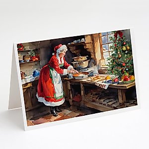 Caroline's Treasures DAC3300GCA7P Cookies with Santa Claus Mrs. Claus Greeting Cards Pack of 8 Blank Cards with Envelopes Whimsical A7 Size 5x7 Blank Note Cards