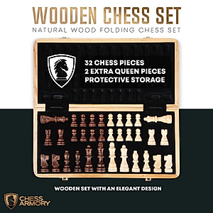 Chess Armory 15 inch Wooden Chess Set and Chess Clock Bundle for Kids and Adults