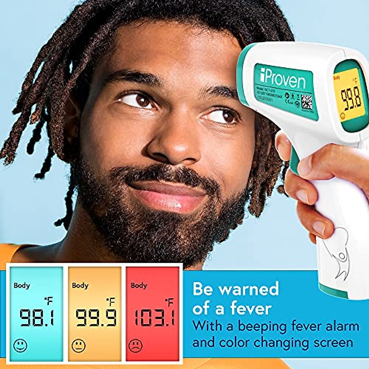 Infrared Forehead Thermometer for Adults, Kids and Babies, Touchless iProven Thermometer, 1sec Instant Accurate Readings, Easy to Use, 3 in 1 Thermometer with Fever Alarm, Silent & Memory Mode