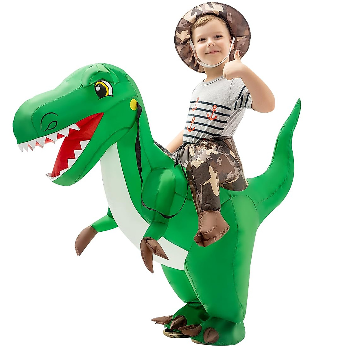 GOOSH Inflatable Dinosaur Costume for Kids Halloween Costumes Boys Girls 55IN Funny Blow up Costume for Halloween Party Cosplay