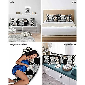 Edwiinsa Kitchen Chef Pillow Covers Standard Size Set of 2 20x26 Bed Pillow, Farmhouse Black Plaid Cake Dessert Cooking Plush Soft Comfort for Hair/Skin Cooling Pillowcases with Envelop Closure