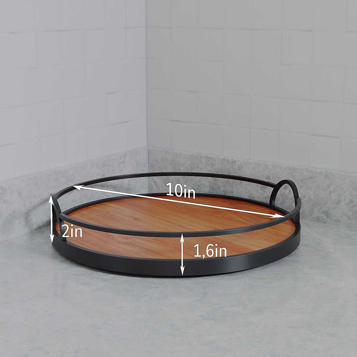 Lazy Susan Organizer - 10'' Wooden Lazy Susan for Table Top - Lazy Susan Turntable for Cabinet - Kitchen Countertop Organizer - Condiment Organizer - Small Lazy Susan for Dining Table