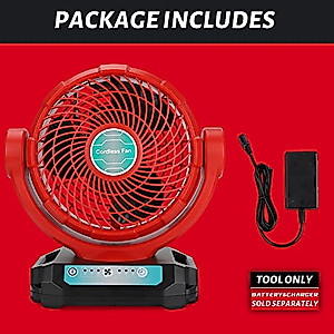 Cordless Fan for Milwaukee, 14" 3500CFM Floor Fan Powered by Milwaukee M18 18V Battery/AC Adaptor, Battery Operated Camping Fan for Outdoor Warehouse Gym Factory Travel, 3-Speed Jobsite Industrial Fan