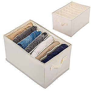 TSS Wardrobe Clothes Organizer For Folded Clothes | Closet Organizers and Storage Baskets with Reinforced Handle | Clothes Drawer Organizers for Jeans, Sweater, Dresses, and T-shirts