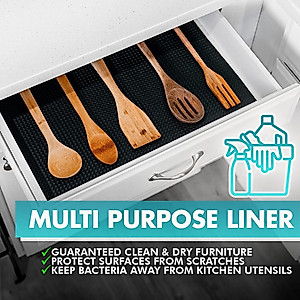 Drawer and Shelf Liner - Truly Non-Slip, Non-Adhesive, Kitchen Cabinet Liners - Heavy, Thick, Durable, Waterproof - Easy Cut to Fit and Protect Any Shelves, Tool Box, Bathroom Surfaces (10 FT, Black)