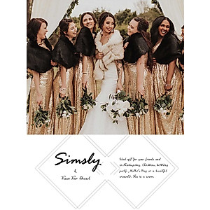 Chicer Wedding Faux Fur Shawl Bridal Faux Fur Shawl Wrap Stole Winter Faux Fur Coat for Bride and Bridesmaids(Grey)