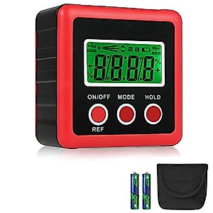JUSTOOL Digital Angle Gauge Digital Inclinometer Level Box LCD Backlight Angle Finder Tool with Data Hold and Magnet Base Backlight for Carpentry, Building, Masonry, and Automobile