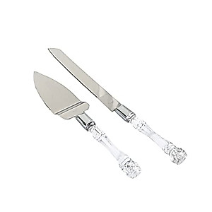 Decoration for All Occasions Silver Clear Knife and Server Crystal Handles Cake Serving Set Wedding Supplies DFAO-1-Z4740