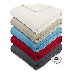 Serta | Super Soft Microplush Electric Warming Blanket with 5 Heat Settings, Auto-Shut Off & Overheat Protection, Queen, Sand