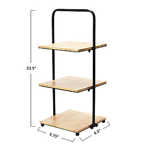 Creative Co-Op Modern Decorative 3 Shelves Solid Wood Kitchen Coffee or Tea Station and Plant Holder, Black Tiered Tray