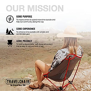 Travel Chair Joey Chair, Portable Chair for Outdoor Adventures, Compact, Foldable Chair with Quick Set-Up, Black