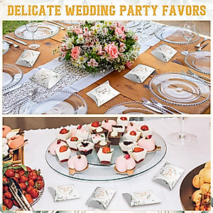 Haomian 100 PCS 4.5Inch x 3.5Inch Kraft Paper Pillow Gift Boxes Candy Treat Gift Box Wedding Party Favor Boxes Sweet Bags Thank You Box for Wedding Bridal Shower Baby Shower Birthday Party Supplies