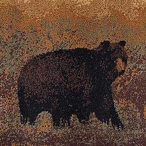 Tayse Sierra Bear Red 8 Foot Octagon Area Rug Cabin for Living, Bedroom, or Dining Room - Lodge, Novelty Farmhouse Style Bear Figure Rugs