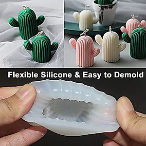 2 Pieces Silicone Candle Molds 3D Cactus Resin Casting Molds Fondant Molds Soap Clay Craft Molds for Resin Crafts Handmade Soap Making Candle Making