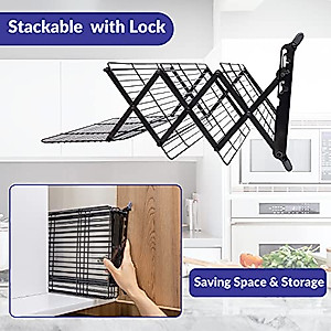 Geesta 2/3/4-Tier Upgraded Collapsible Cooling Rack with Adjustable 3 Setting Design Stackable Roasting Cooking Drying Wire Cooling Rack for Cookies Baking Gifts for Women