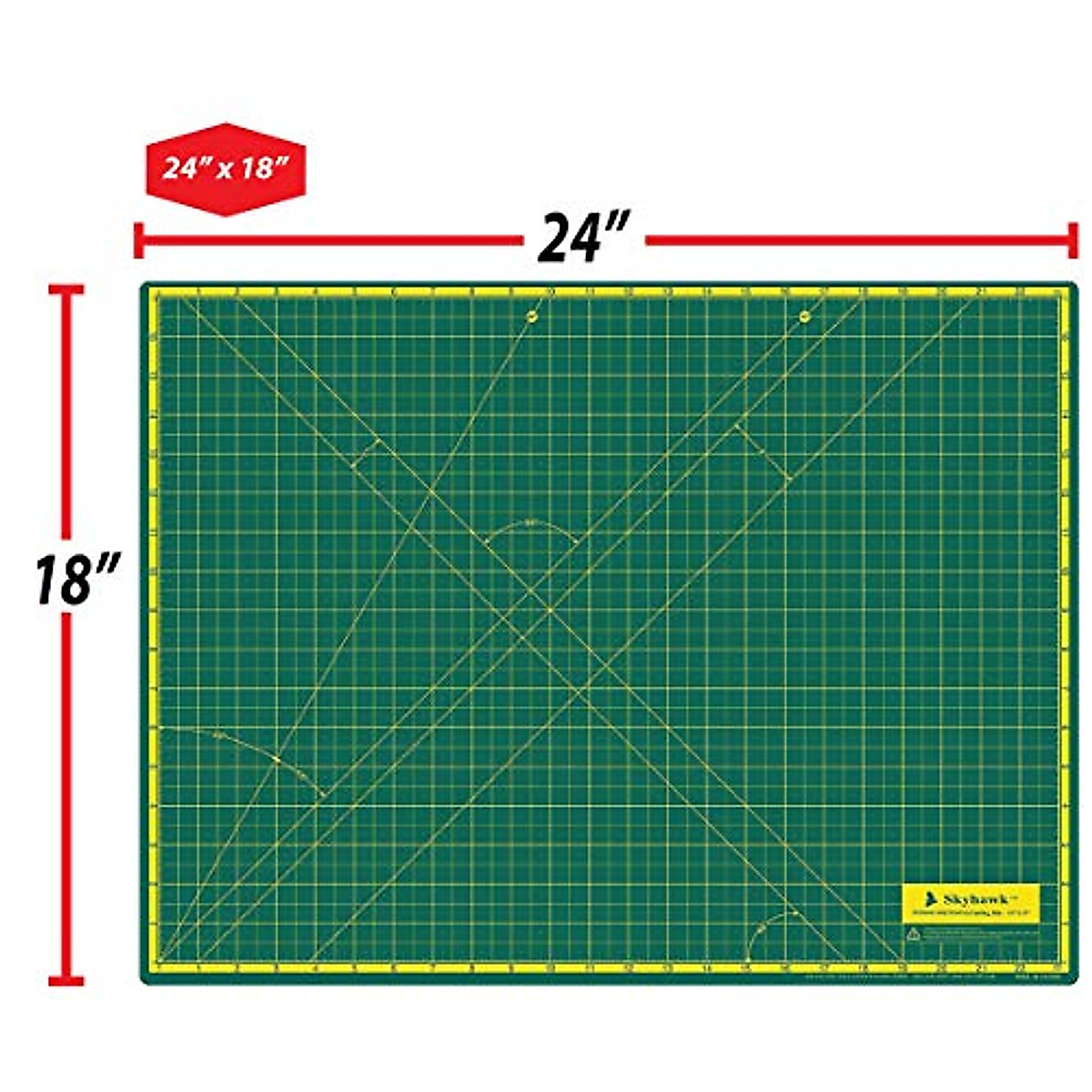 Skyhawk Self Healing Folding Rotary Cutting Mat for Quilting, with 23"x17" Grids & Non-Slip Base, Great for Crafts, Quilting, Sewing, Scrapbooking. Foldable into Convenient Travel Size.