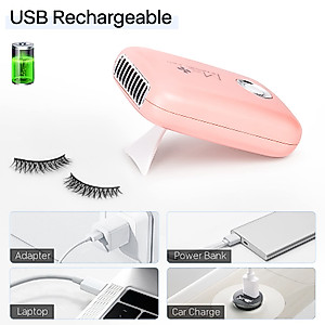 Buqikma 500PCS Short Nail Tips for Acrylic Nails Eyelashes Rechargeable Fan, Mini Lash Fan Eyelash Extensions Portable USB Handheld Fan Dryer