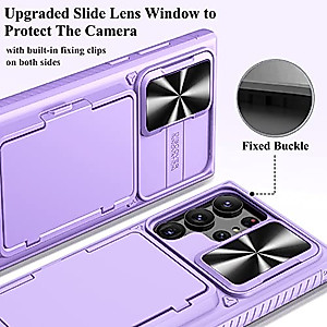 BXYJY for Samsung Galaxy S23 Ultra Wallet Case with Card Holder & Kickstand & Slide Lens Cover, Rugged Anti-Drop Protective Phone Case Cover Compatible with Samsung Galaxy S23 Ultra 5g 2023, Purple