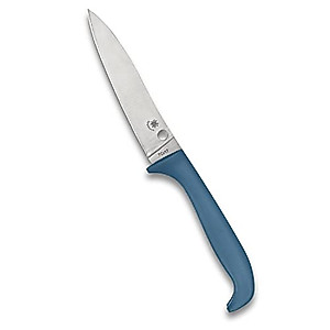Spyderco Counter Puppy 6.9" Kitchen Knife with 3.46" Corrosion-Resistant 7Cr17 Stainless Steel Blade and Injection-Molded Blue Plastic Handle - Plainedge - K20PBL