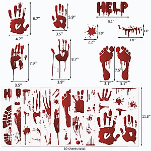 Bloody Footprints Floor Stickers Halloween Window Clings Stickers Scary Bloody Handprint Footprint Stickers Decorations Halloween Wall Decals with Tools Halloween Decorations Indoor Scary