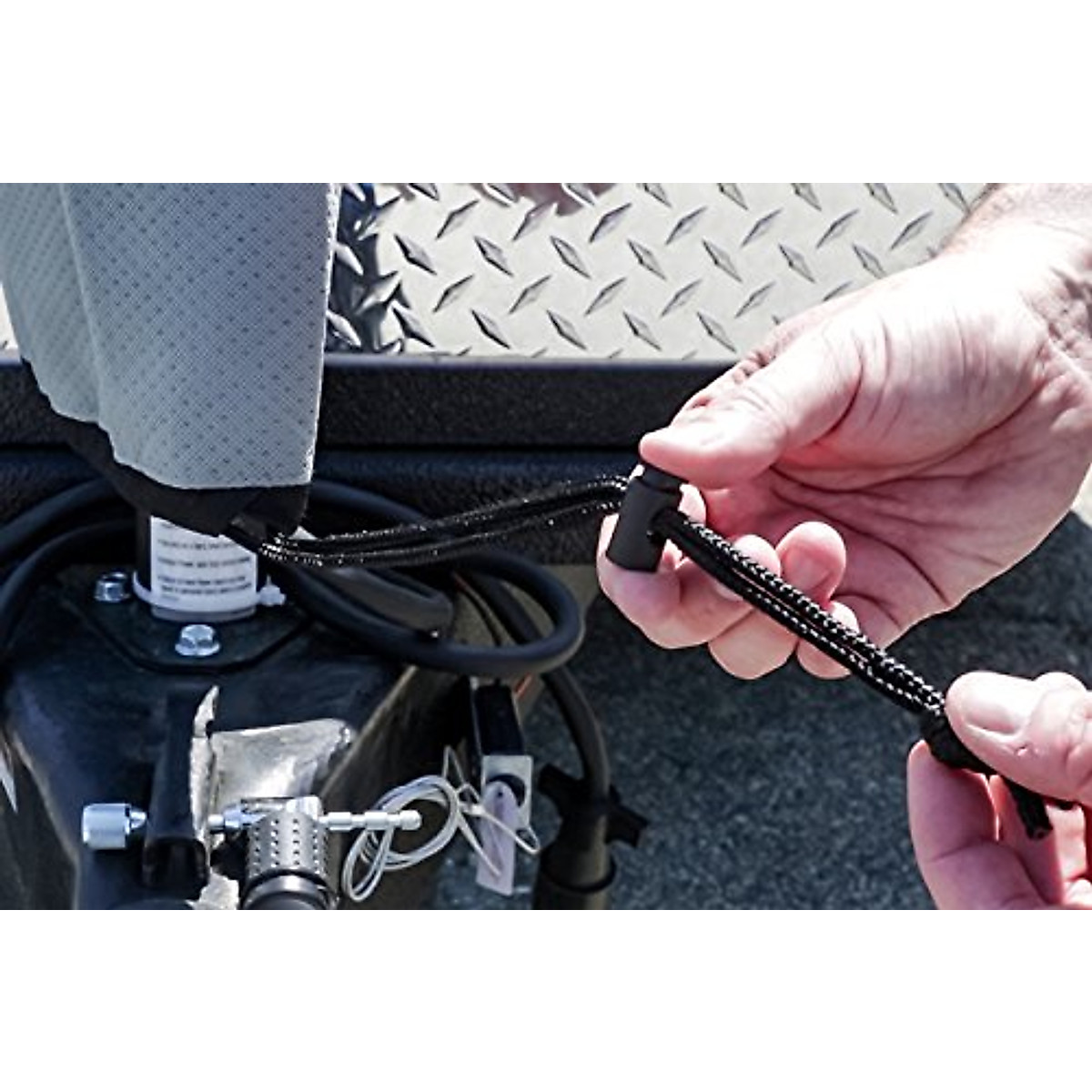 Camco Electric Tongue Jack Head Cover- Protects Your Electric Tongue Jack from Harmful UV Rays, Excess Moisture and Dirt and Debris (48356), Black,Grey