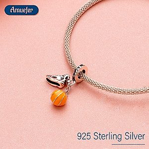 Amuefer Charms for Bracelets Basketbal & Shoes 925 Sterling Silver Dangle Charm for Necklaces Gifts for Women Girls